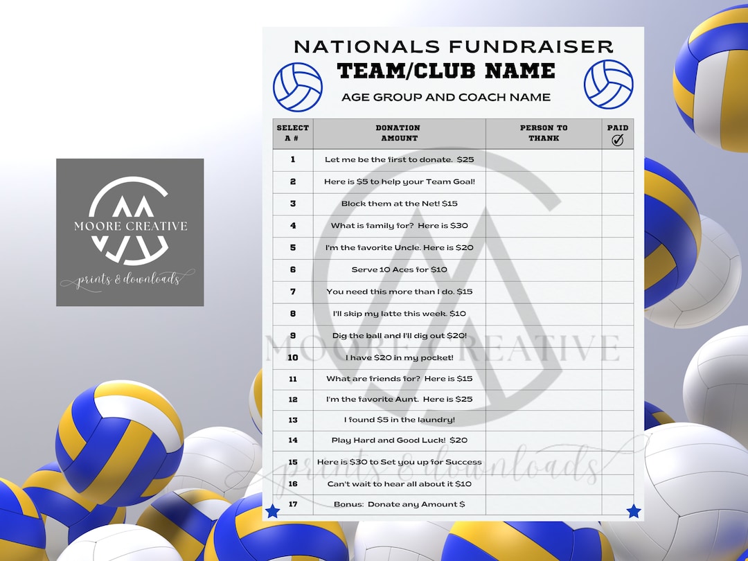 Pick a Date to Donate Printable, Volleyball Fundraiser, Volleyball Team ...