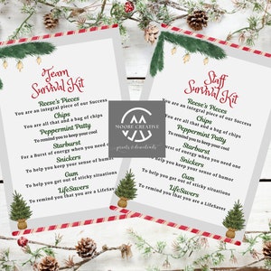 Christmas Survival Kit Printable Team Holiday Goody Bags Employee Staff ...