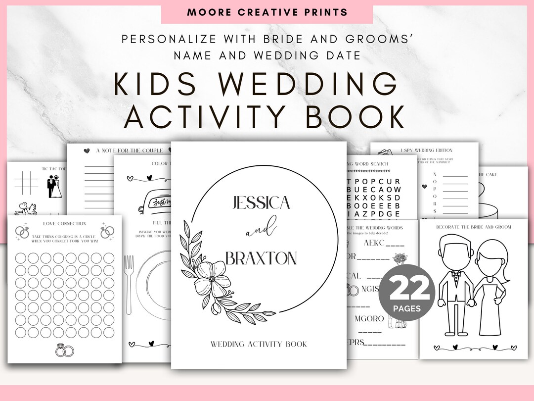 Wedding Activity Book, Wedding Coloring Book, Wedding Activity Book ...