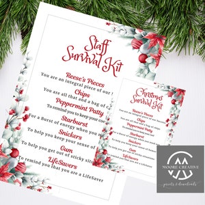 Teacher Staff Survival Kit Printable Gift Tag Christmas Survival Kit ...