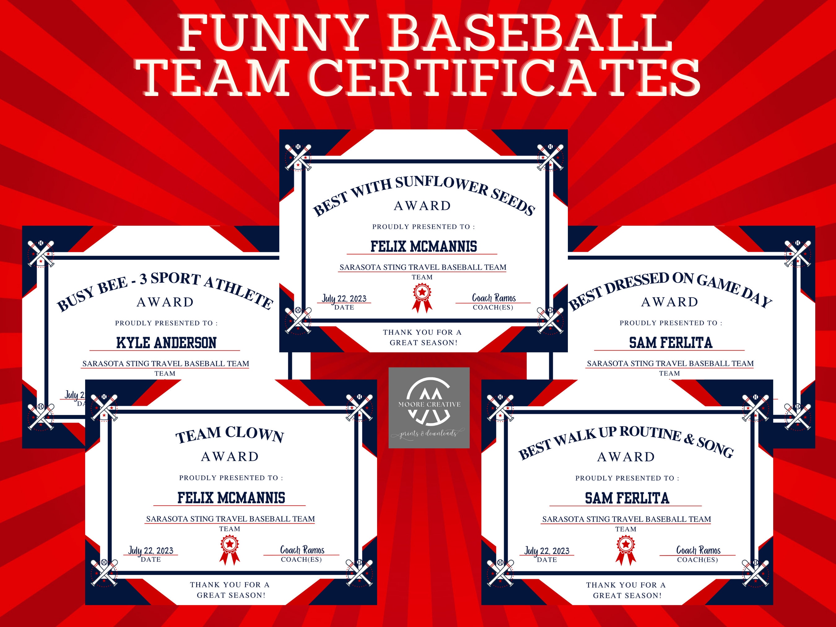 Editable Baseball Award Certificates, 50, Award Ceremony Certificates ...
