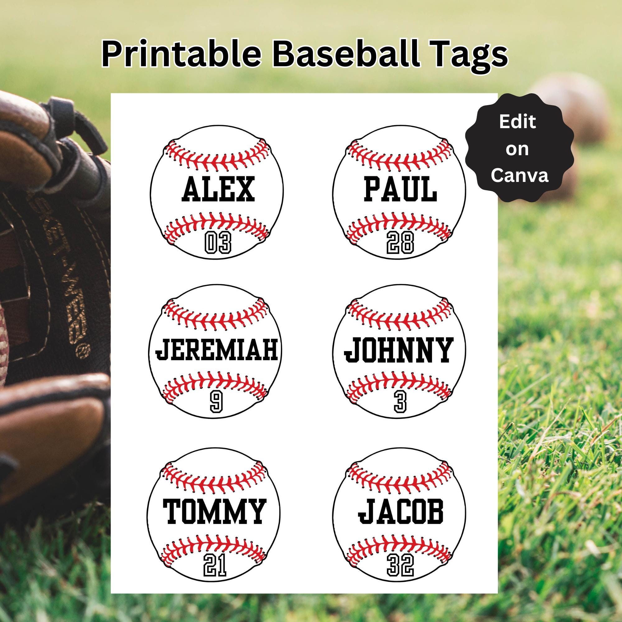 INSTANT DOWNLOAD Baseball 3" Personalized Favor Tags - Edit in Canva ...