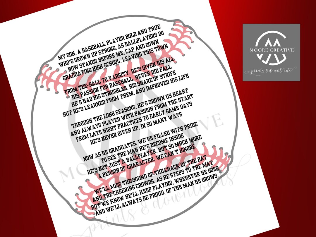 Baseball Graduation Gift Ideas | Senior Baseball Gifts | Print at Home ...