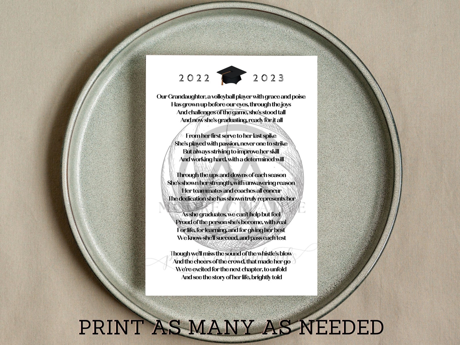 Volleyball Senior Poem Instant Download Volleyball Poem Parents Senior ...