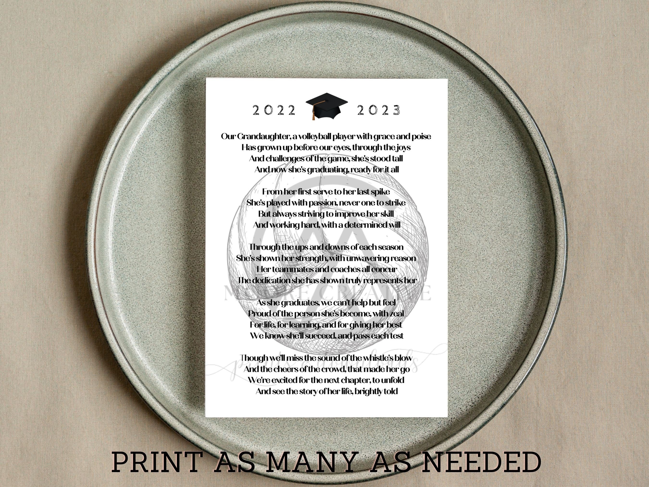 Volleyball Senior Poem Instant Download Volleyball Poem Parents Senior ...