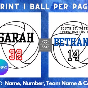 Volleyball PNG SVG 8" Volleyballs Editable Names and Player Numbers ...