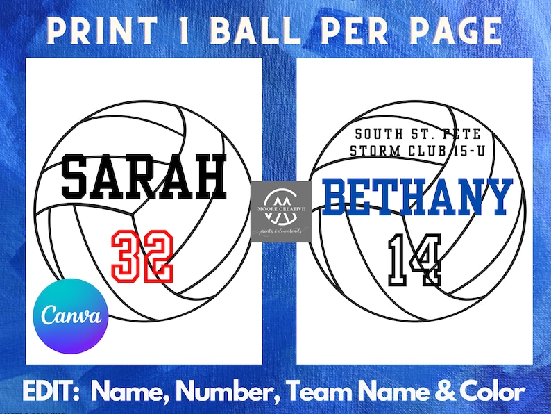 Volleyball PNG SVG 8 Volleyballs Editable Names and Player Numbers ...