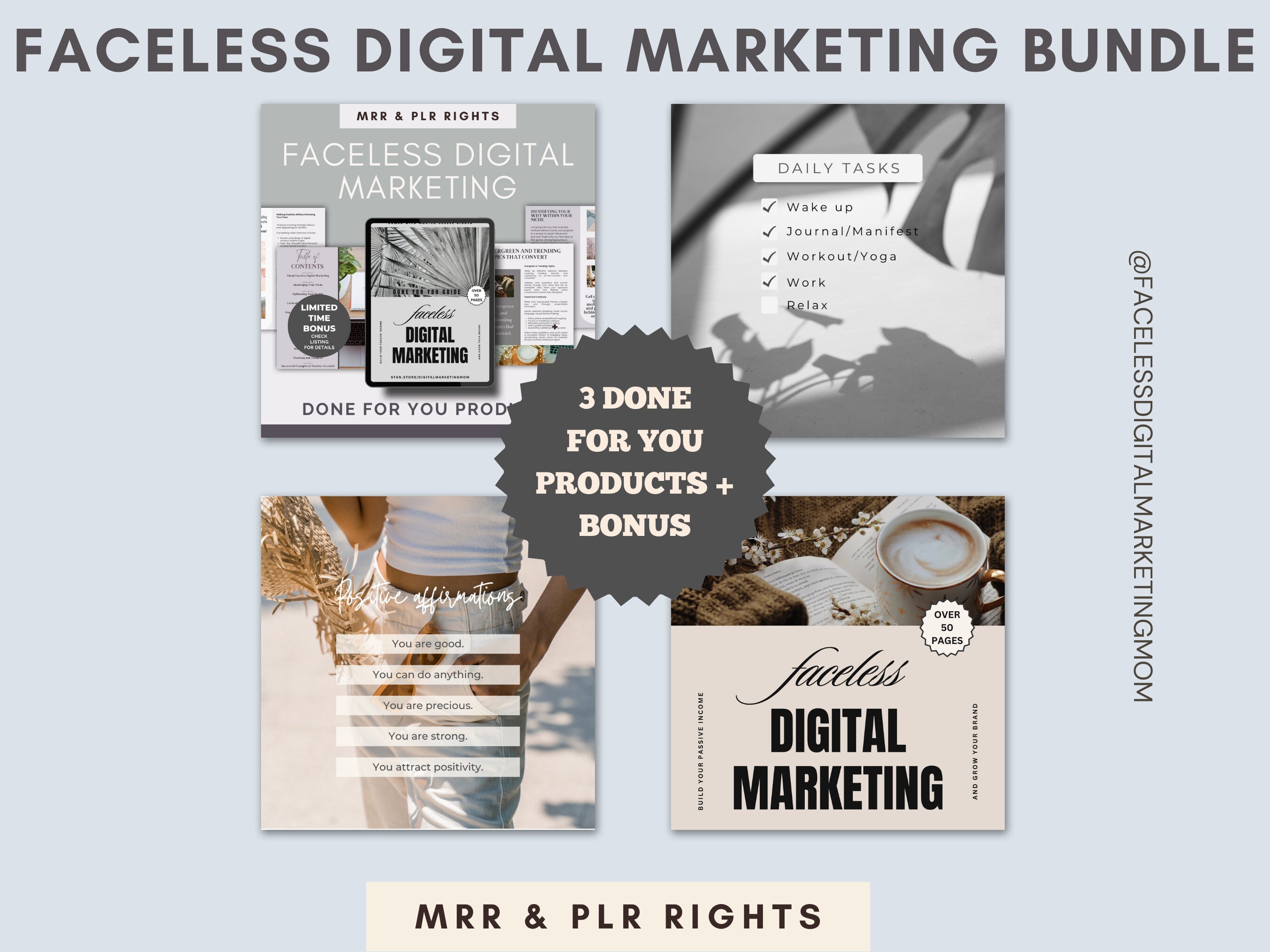 Faceless Marketing Bundle, Done for You, Mrr, Master Resell Rights, Digital Marketing, Instagram ...