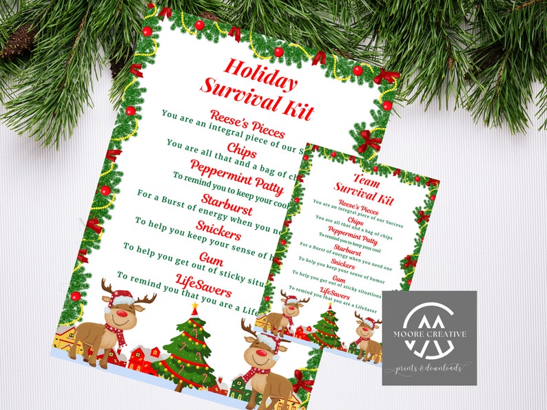 Christmas Survival Kit Printable Staff Christmas Gift Team Appreciation ...