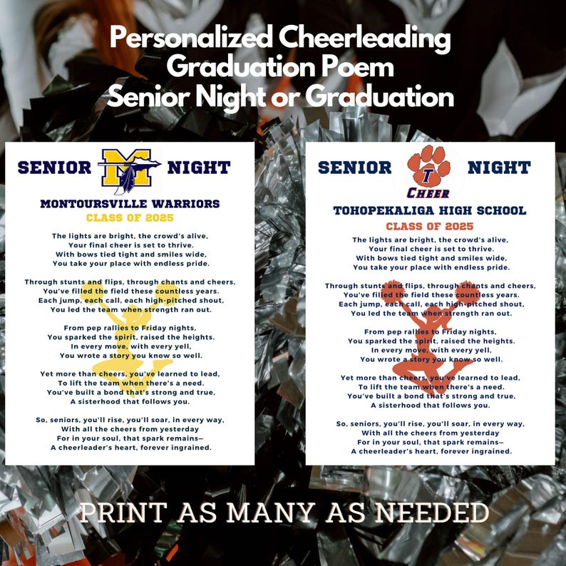 Cheerleader Poem, Cheer Team Gift, Senior Cheerleader, Cheerleading ...