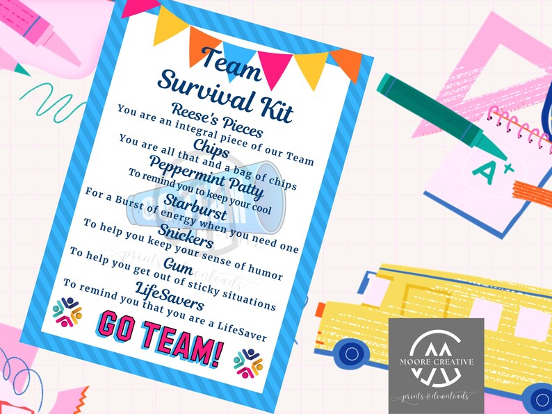 Team Survival Kit Tag Instant Download Teacher Survival Kit - Etsy
