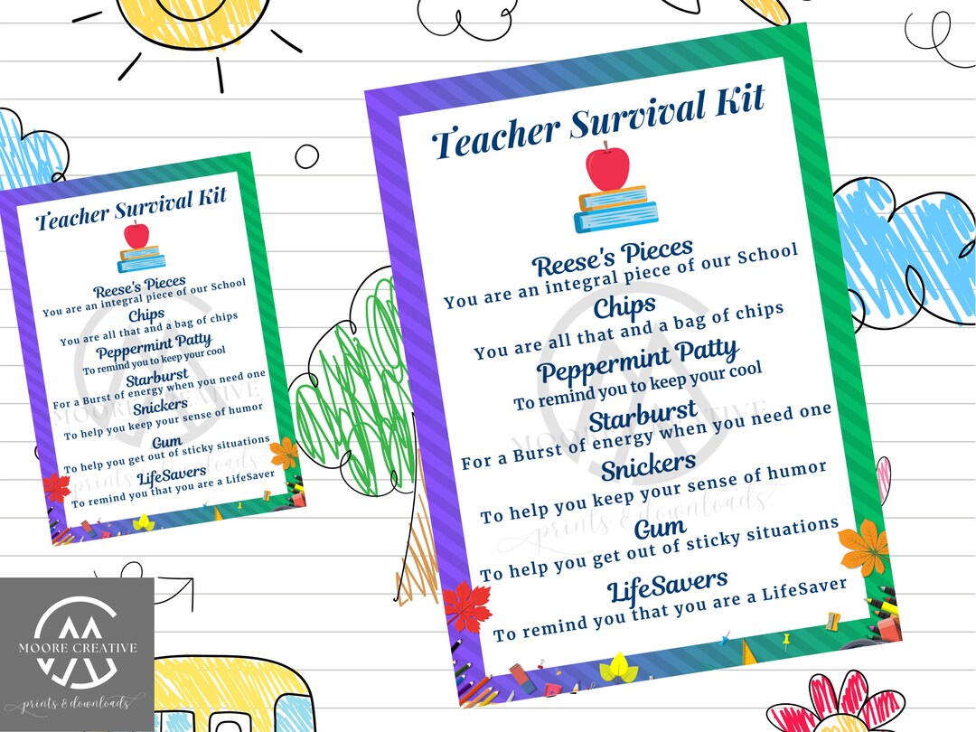Teacher Survival Kit | Printable | Back to School Gift Tags | Teacher ...