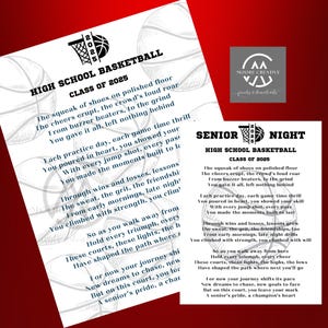 Basketball Senior Night Gift Poems, Senior Night Letters, Basketball ...