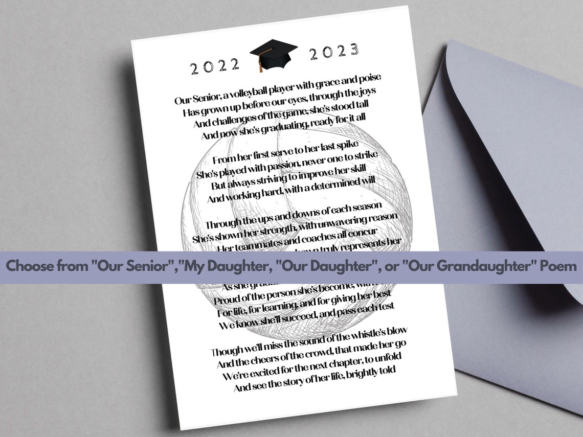 Volleyball Senior Poem Instant Download Volleyball Poem Parents Senior ...