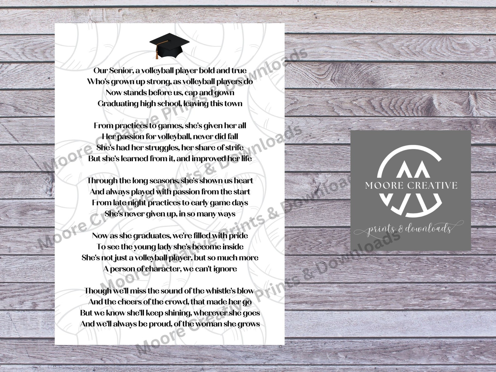 Volleyball Senior Poem Instant Download Volleyball Poem Parents Senior ...