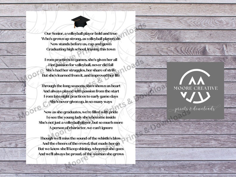 Volleyball Senior Poem Instant Download Volleyball Poem Parents Senior ...
