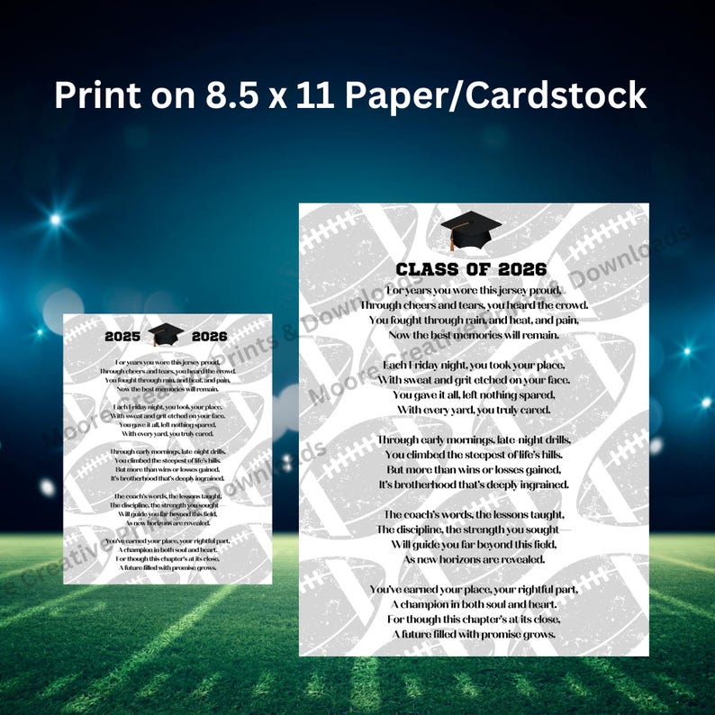 Senior Football Gift Senior Football Mom Gift to Son 2026 Football Poem ...