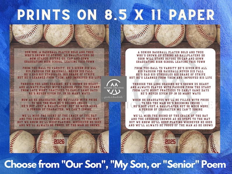 Senior Baseball Gift Idea | Instant Download | Baseball Team Instant ...