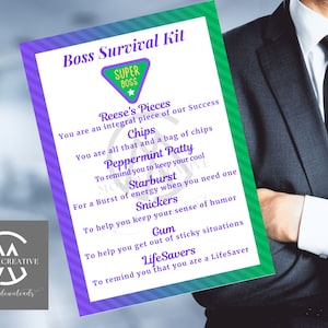Boss Survival Kit Printable, Boss Gift Tag, Gift for Manager, Bosses ...