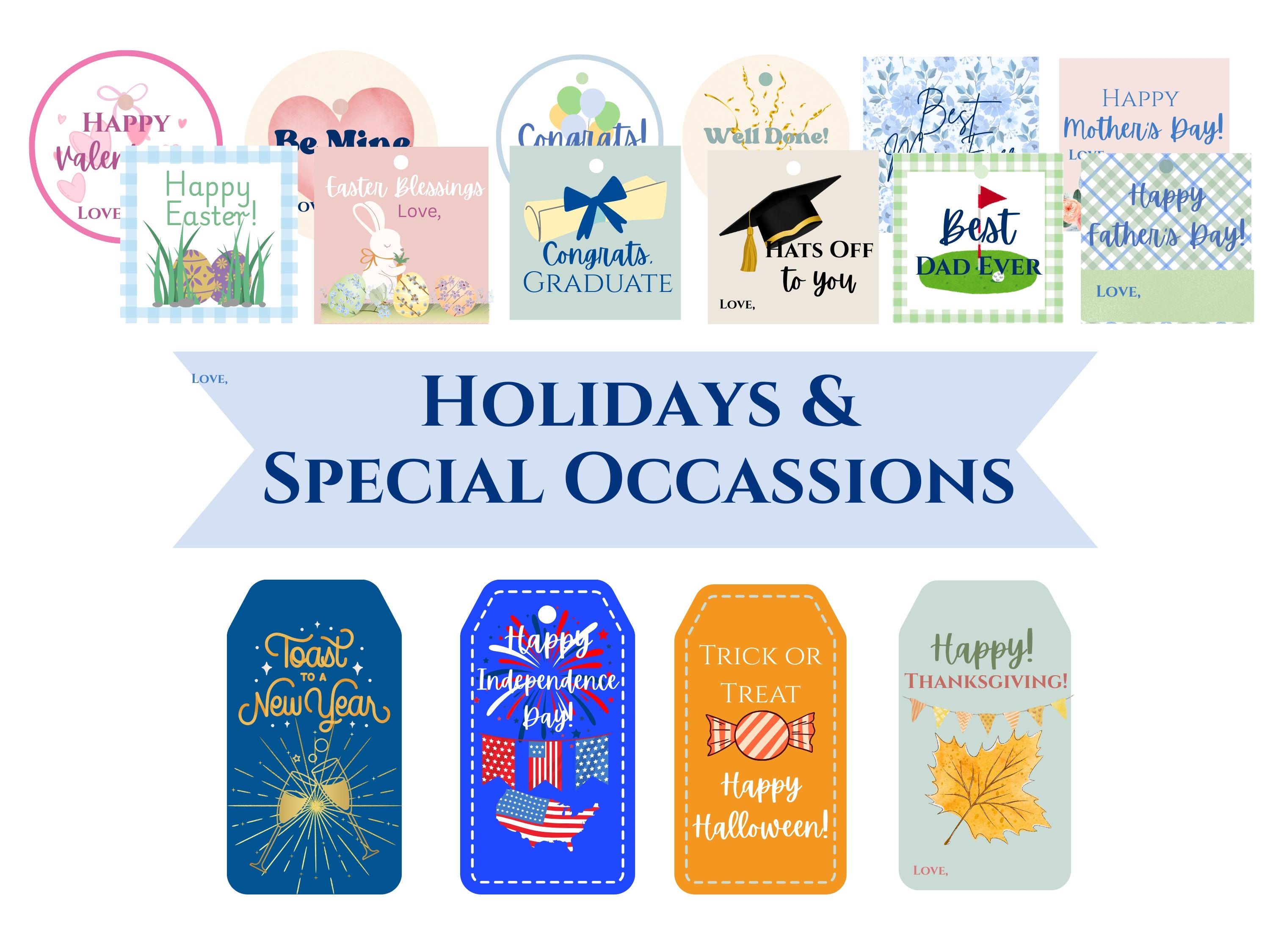 Editable Gift Tag Bundle: All Occasions Printable Tags (canva Template ...