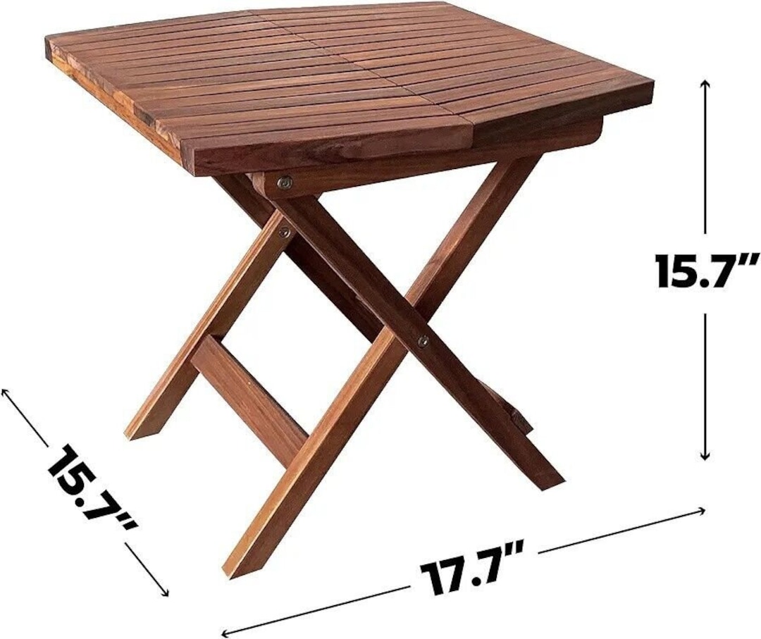 Melino Wooden Folding Table, Acacia Wooden Small Table for Indoor and ...