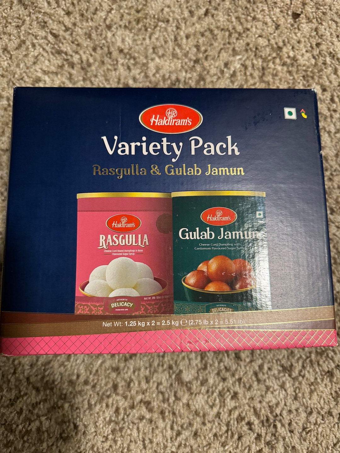 Haldiram's Gulab Jamun & Rasgulla Combo Pack 1 Kg Tin X 2 Pcs, Free ...