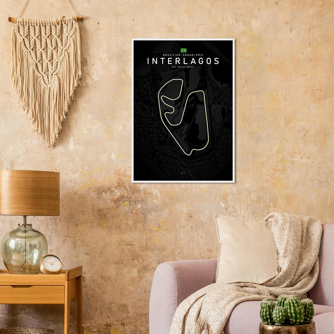 F1 Brazil Grand Prix Interlagos Track Map Poster - Frames Available ...