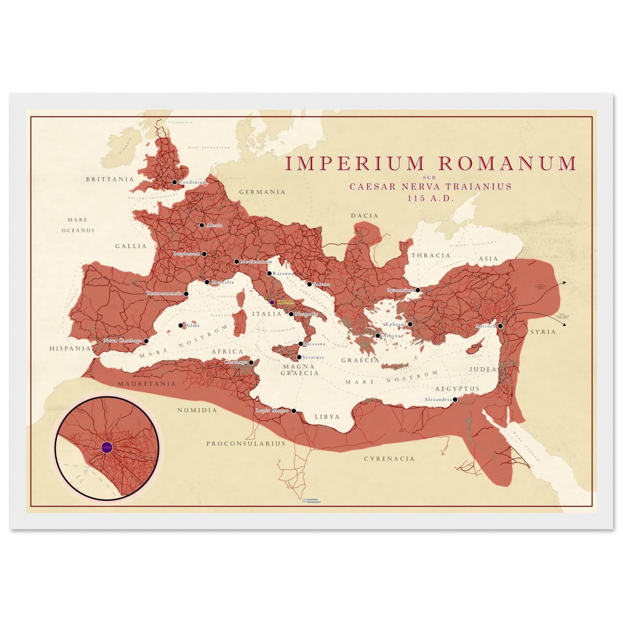 Roman Empire 115AD Wall Map Poster - Frames Available - A3/A2/A1 - Etsy