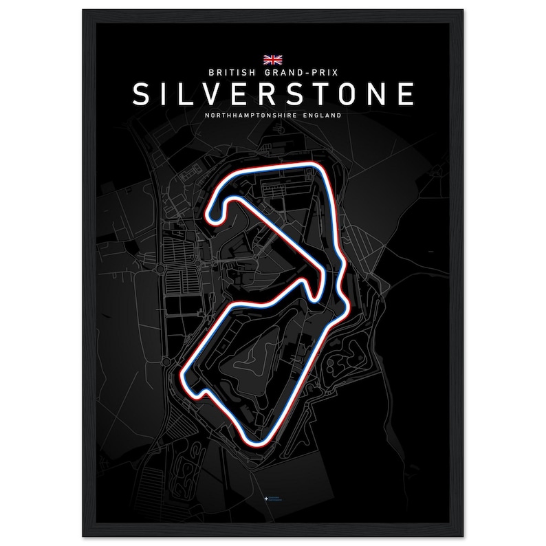 F1 Silverstone Grand Prix Track Map Poster - Frames Available - A3/A2 ...