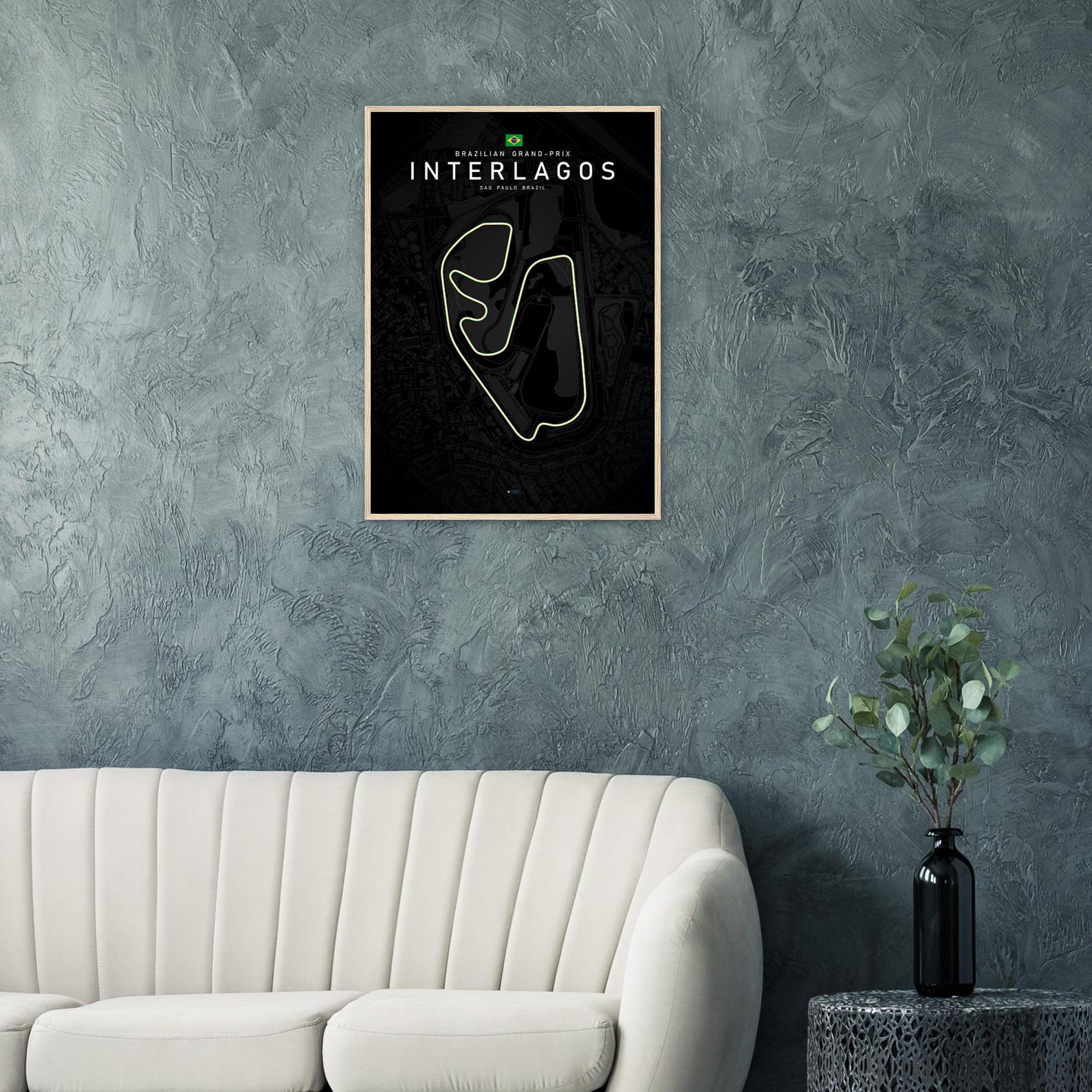 F1 Brazil Grand Prix Interlagos Track Map Poster - Frames Available ...