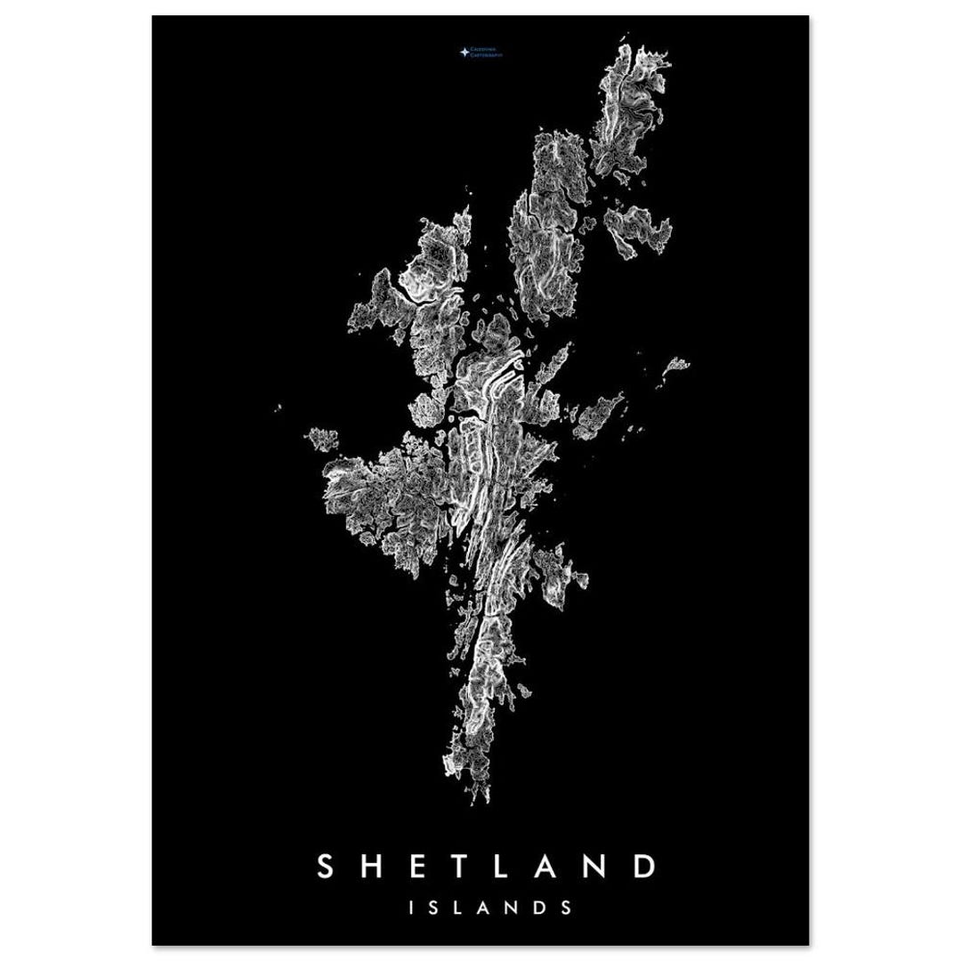 Shetland Islands Contour Map - Premium Matte Poster A4 - Etsy