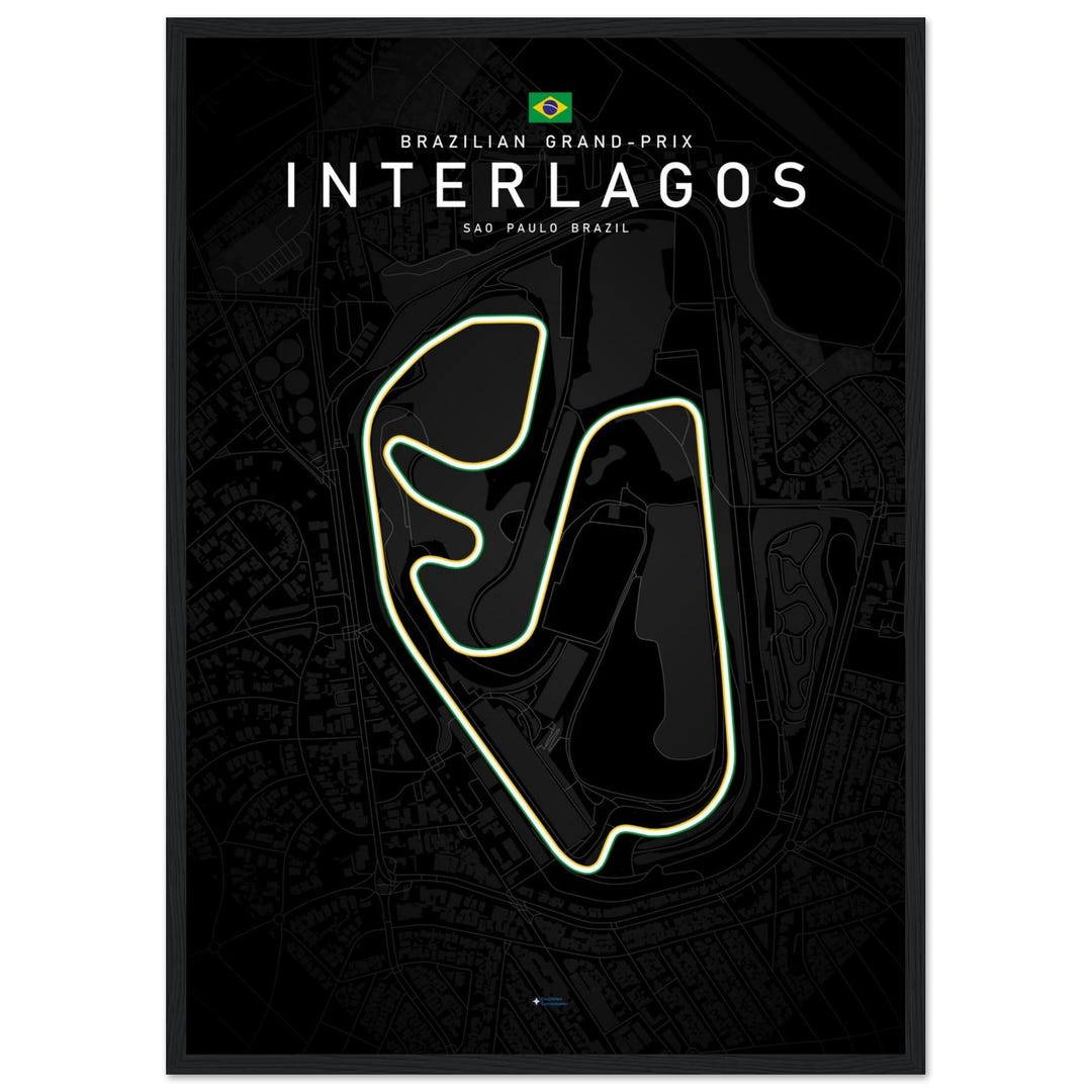 F1 Brazil Grand Prix Interlagos Track Map Poster - Frames Available ...