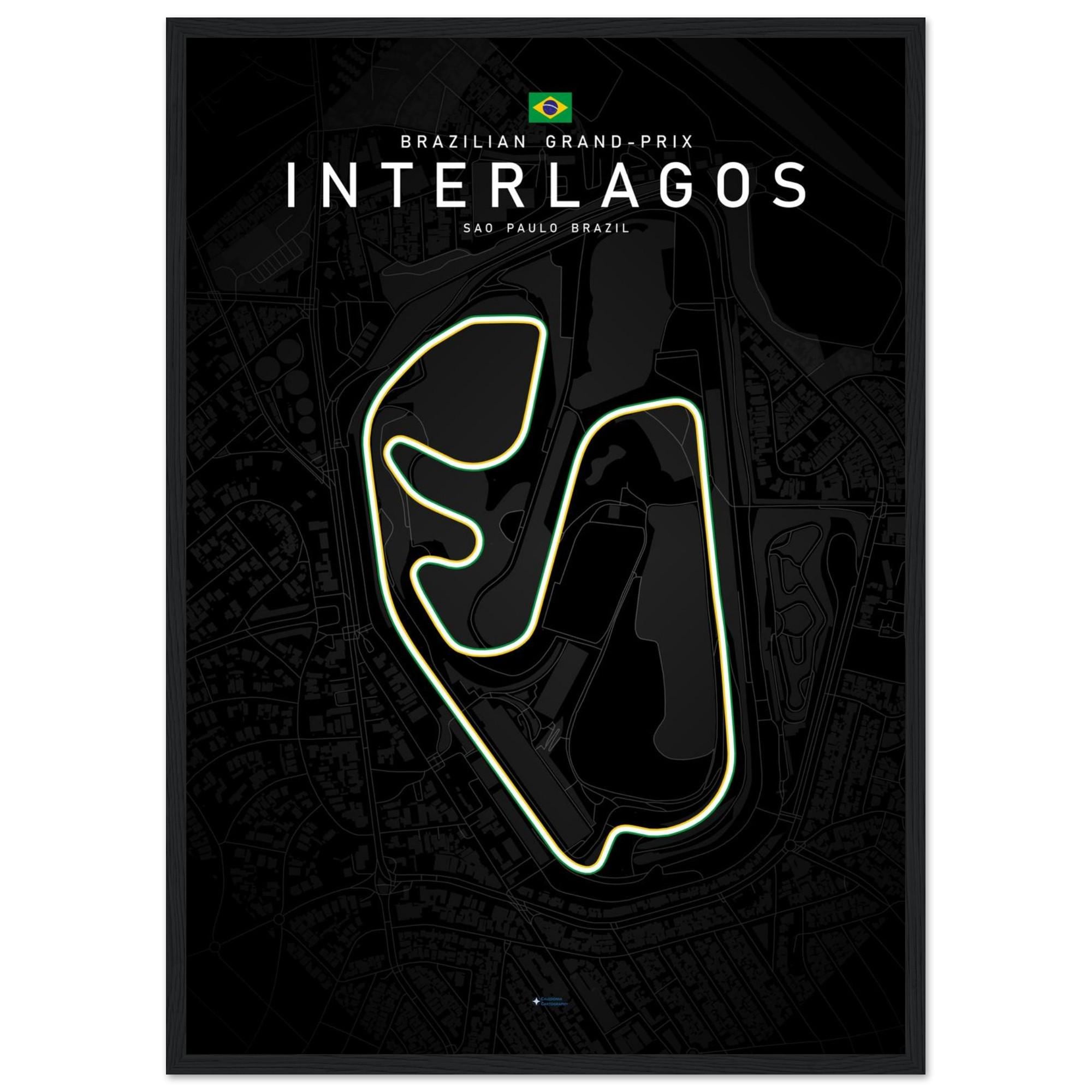 F1 Brazil Grand Prix Interlagos Track Map Poster - Frames Available ...