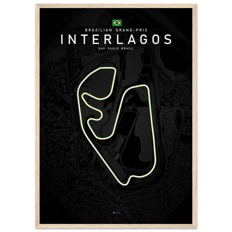 F1 Brazil Grand Prix Interlagos Track Map Poster - Frames Available ...