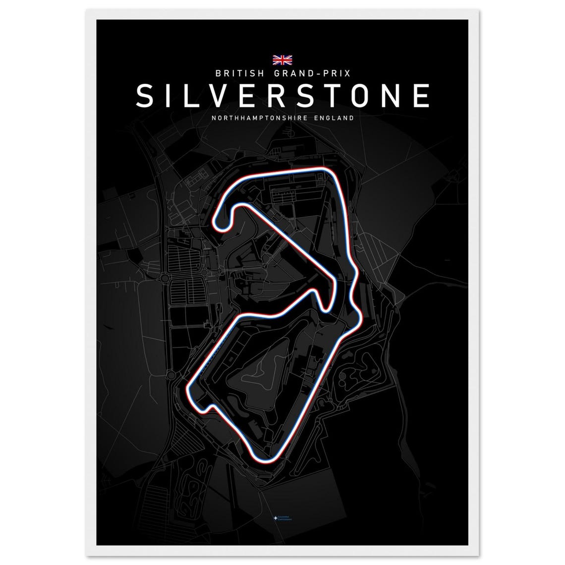 F1 Silverstone Grand Prix Track Map Poster - Frames Available - A3/A2 ...