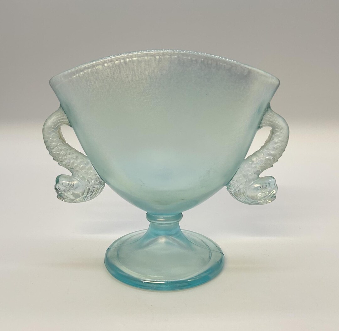Fenton Dolphin Handled Fan Vase - Etsy