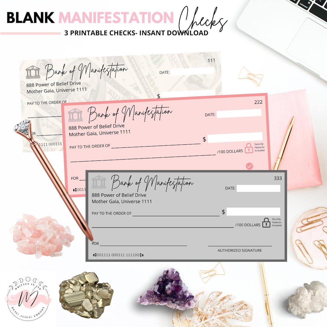 Printable Money Intention Checks | Abundance Ritual & Vision Board ...