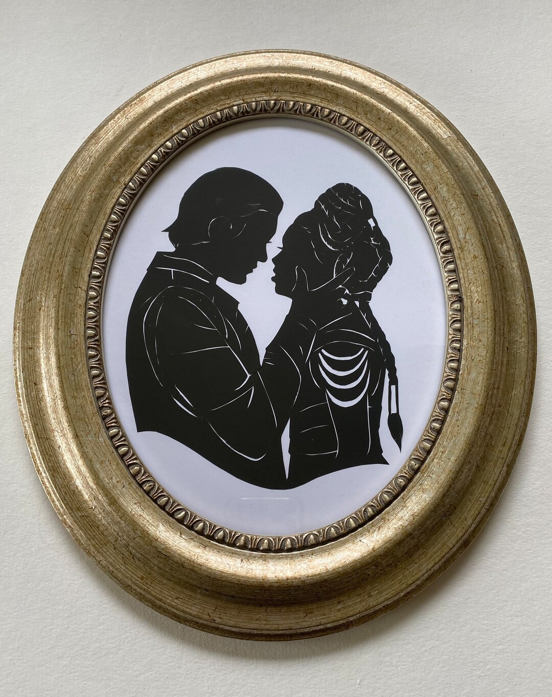 Daemon and Rhaenyra Targaryen Hand Cut Silhouette in Real Wood Oval ...