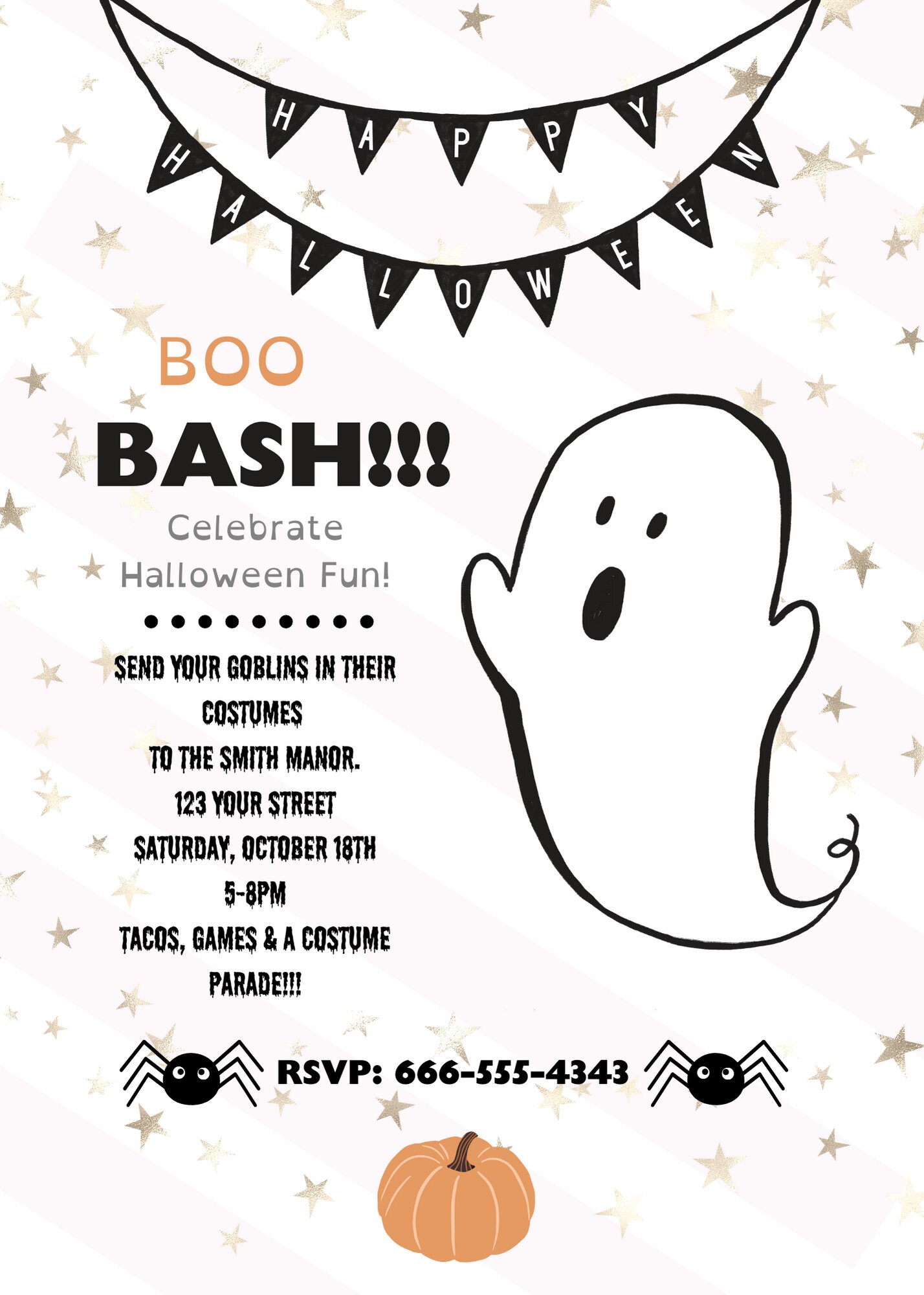 Editable Halloween Invitation Kid Halloween Party Canva, Instant ...