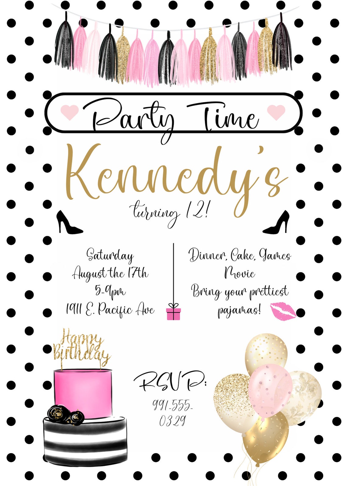 Editable Girl Invitation Glam Birthday Invitation Girl Glam Party Canva ...