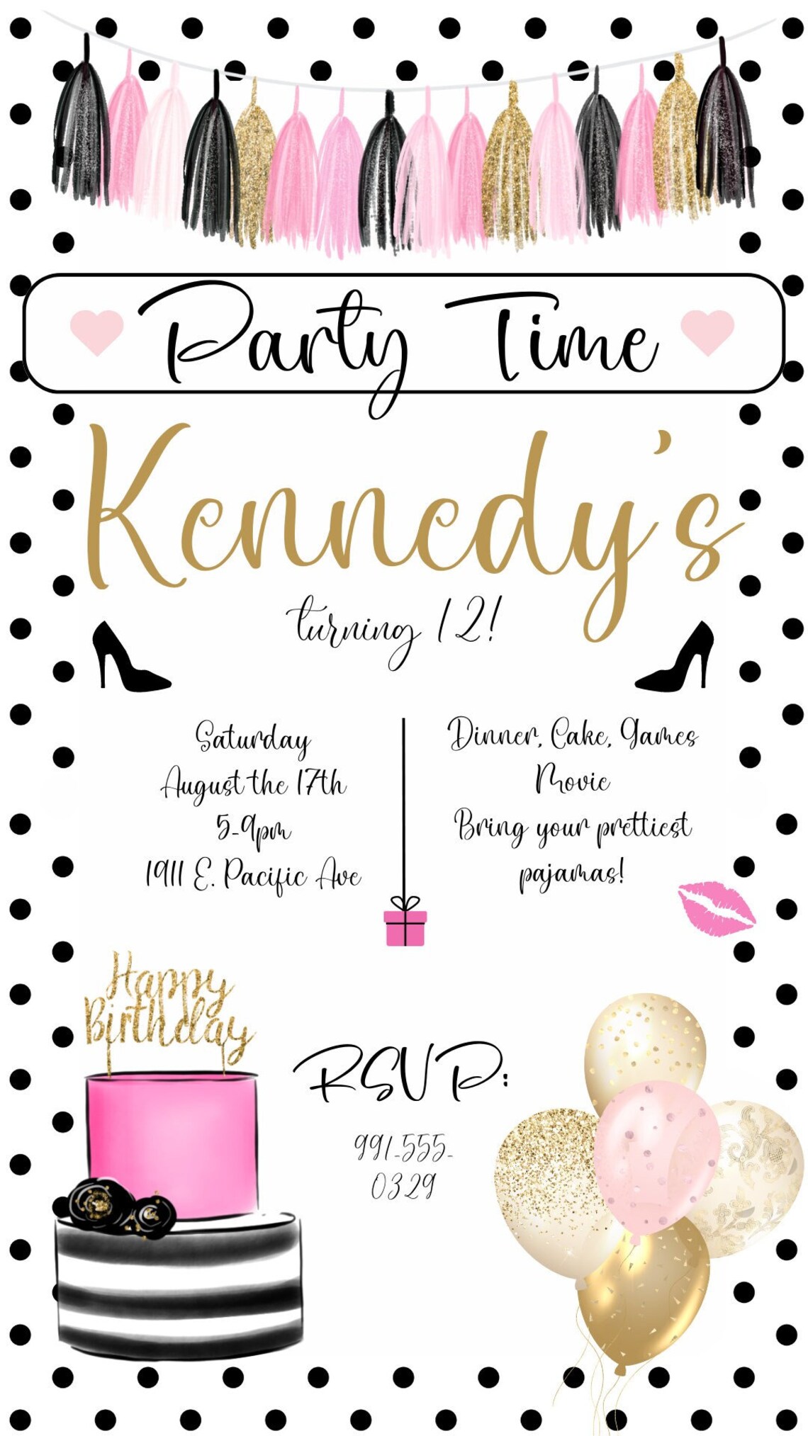 Editable Girl Invitation Glam Birthday Invitation Girl Glam Party Canva ...