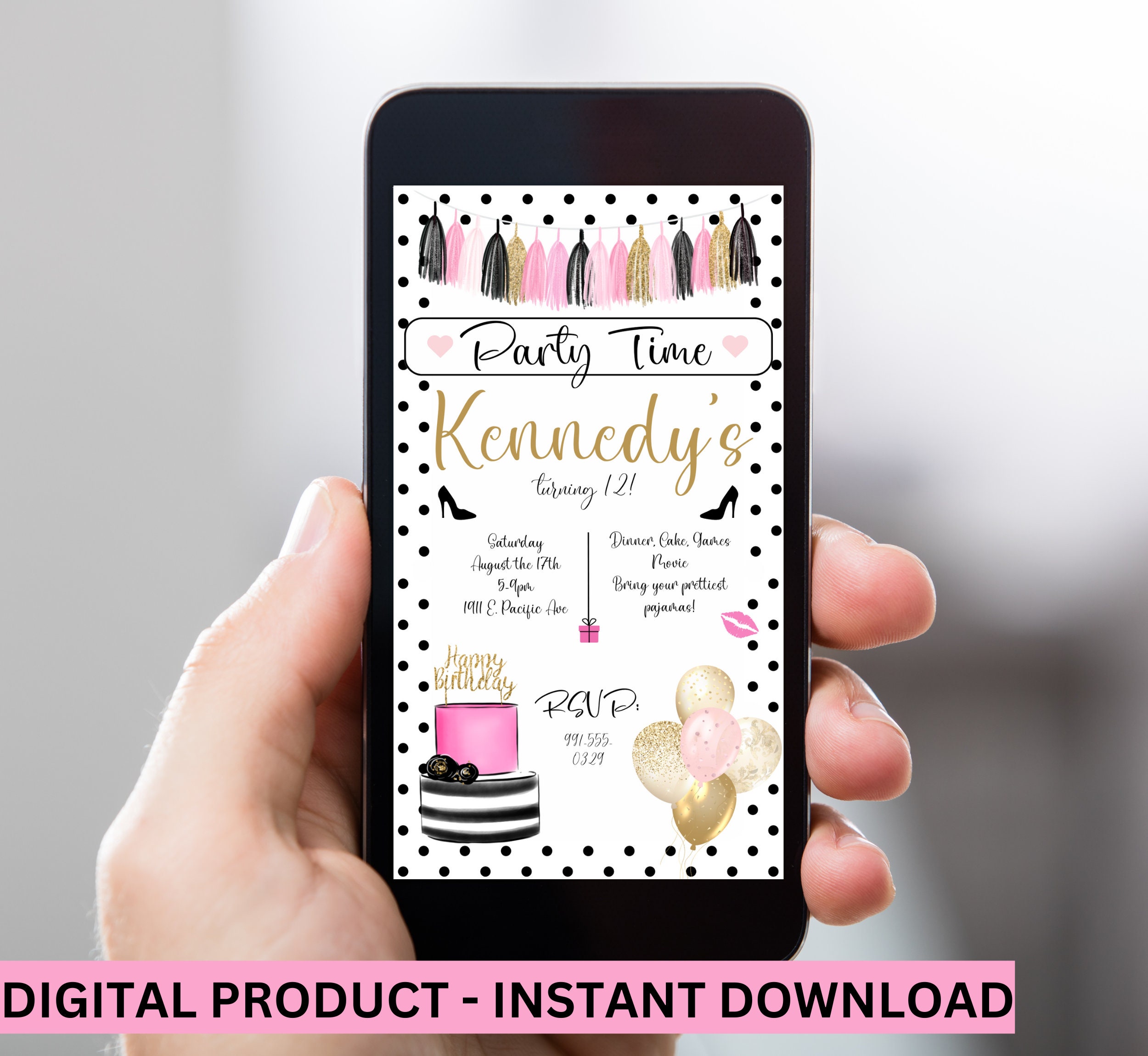 Editable Girl Invitation Glam Birthday Invitation Girl Glam Party Canva ...