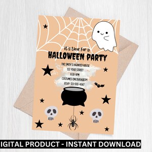 Editable Halloween Invitation Kid Halloween Party Canva, Instant ...