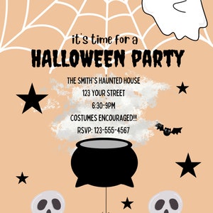Editable Halloween Invitation Kid Halloween Party Canva, Instant ...