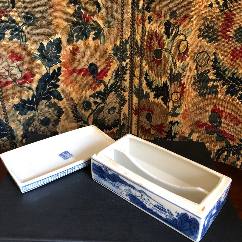 Chinese Blue and White 8x4 Porcelain Lidded Box - Etsy Australia