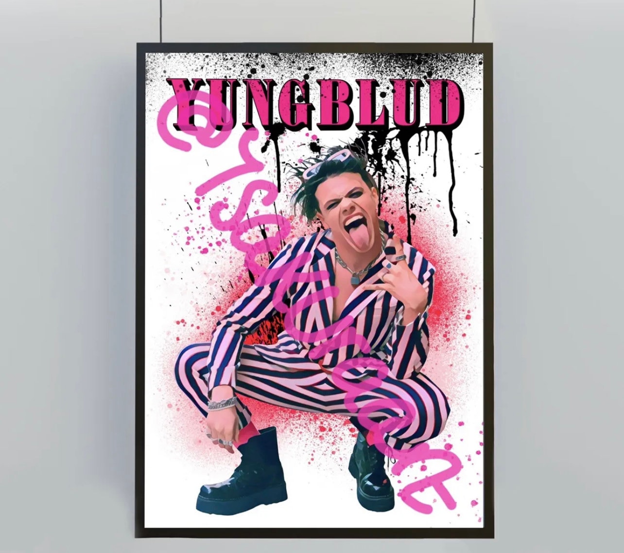Yungblud Inspired Art Print, Dom Harrison Inspired Poster, Black Hearts ...