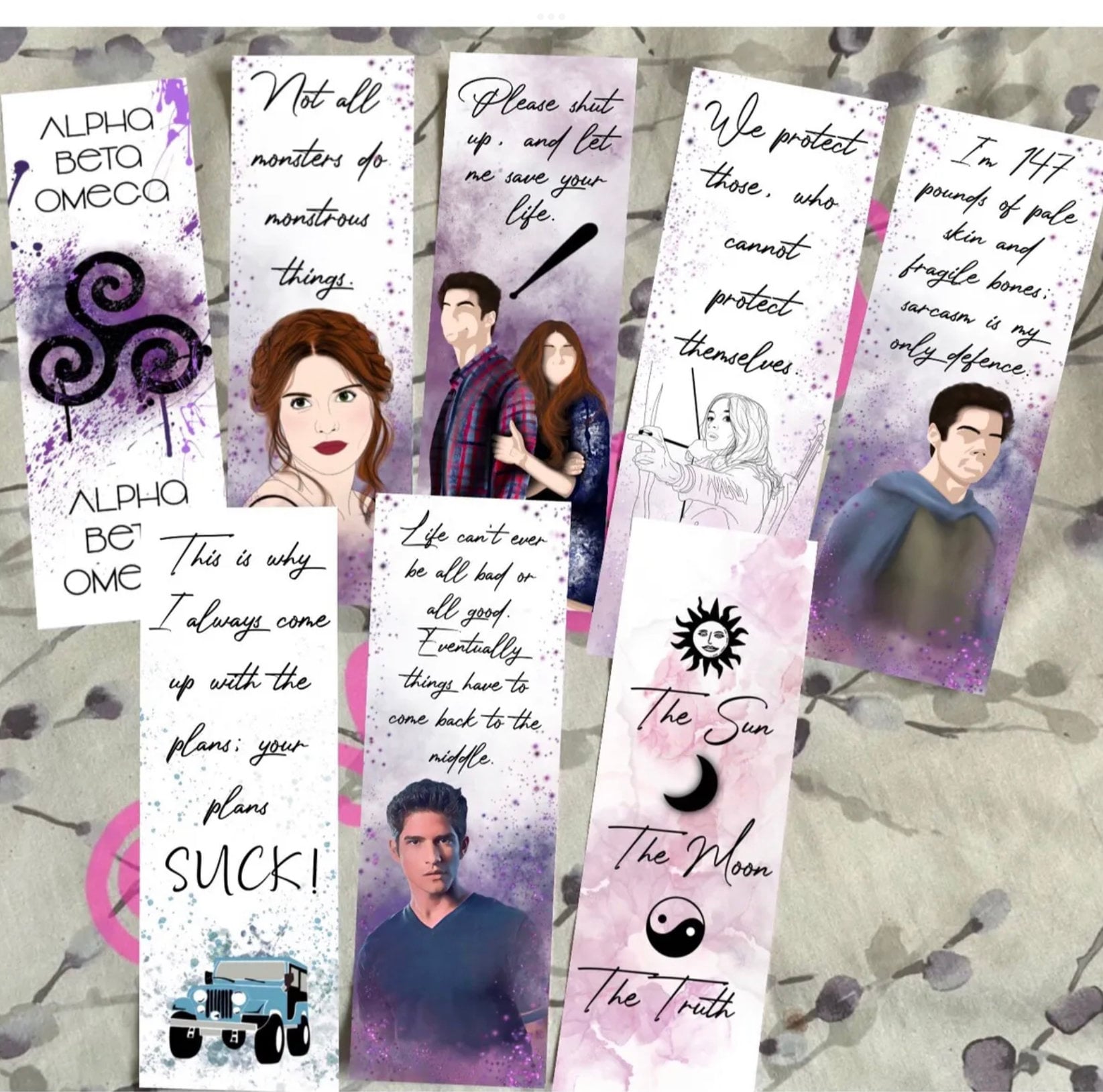 Teen Wolf Inspired Bookmark, Stiles Stilinski and Lydia Martin Inspired ...