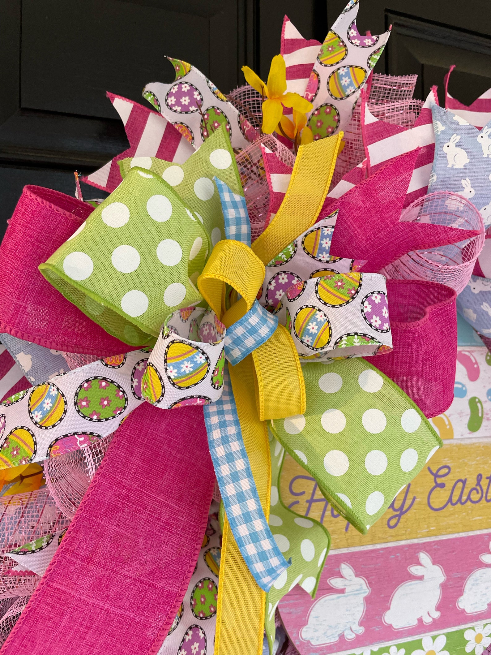 Happy Easter Front Door Wreath, Easter Door Wreath, Easter Egg Door ...