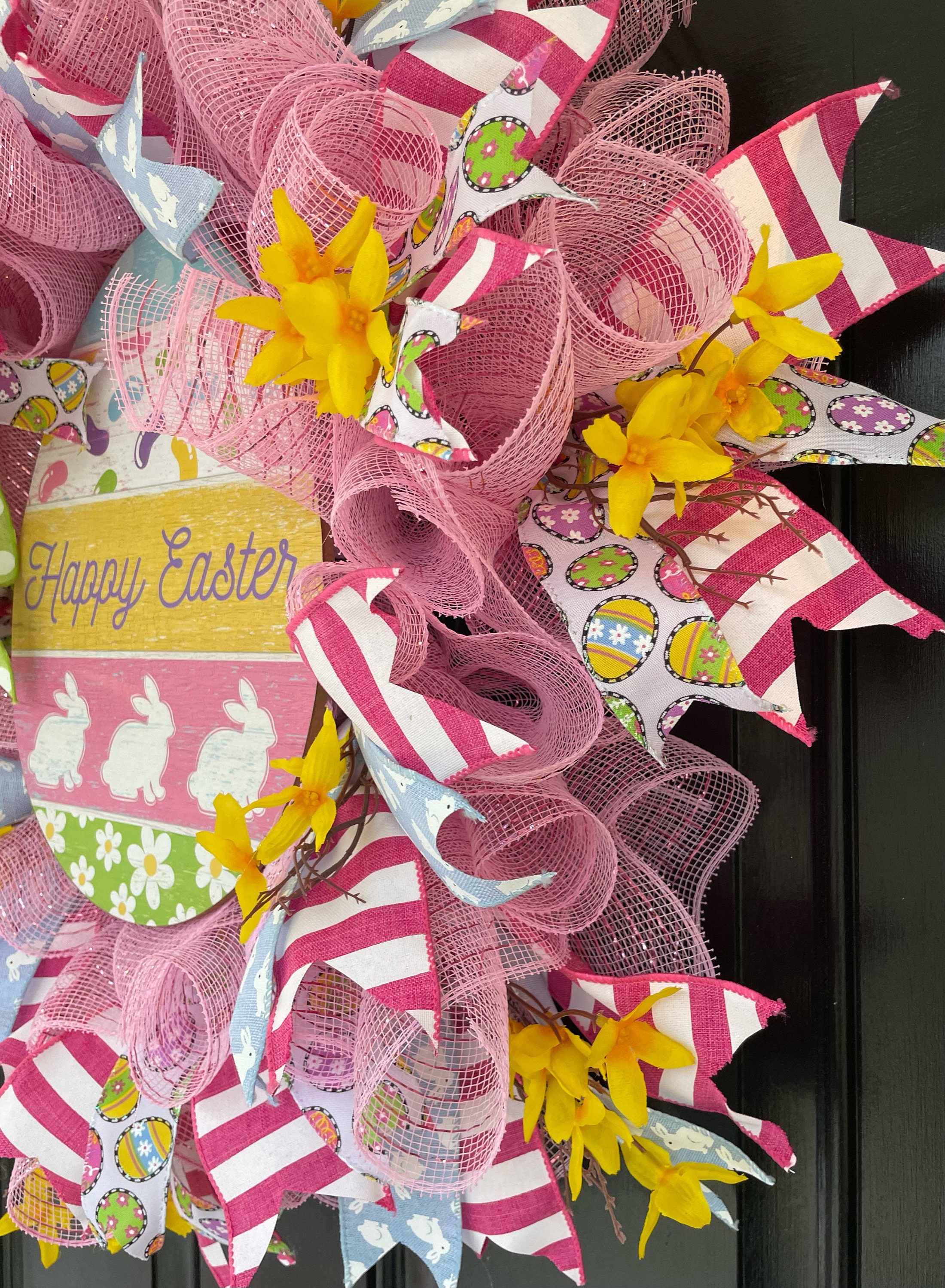 Happy Easter Front Door Wreath, Easter Door Wreath, Easter Egg Door ...