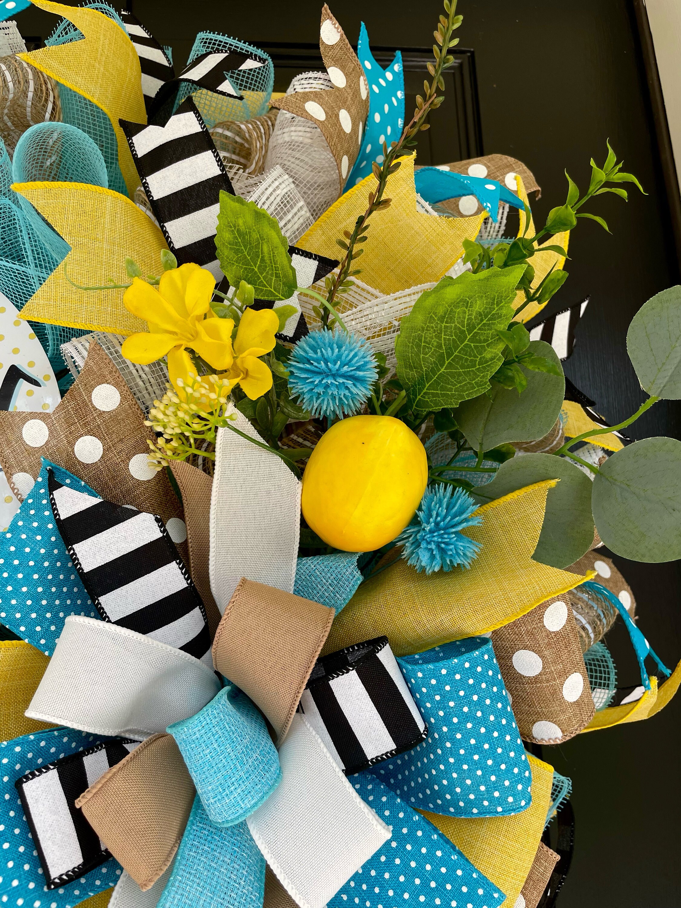 Lovely Welcome Lemon Front Door Wreath, Whimsical Lemon Welcome Wreath ...